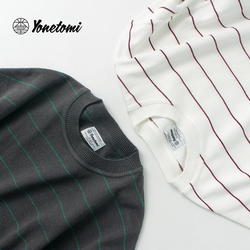 【30％OFF】YONETOMI NEW BASIC（ヨネトミニューベーシック） ウェーブコットン ニットプルオーバー ボーダー｜ROCOCO ONLINE STORE