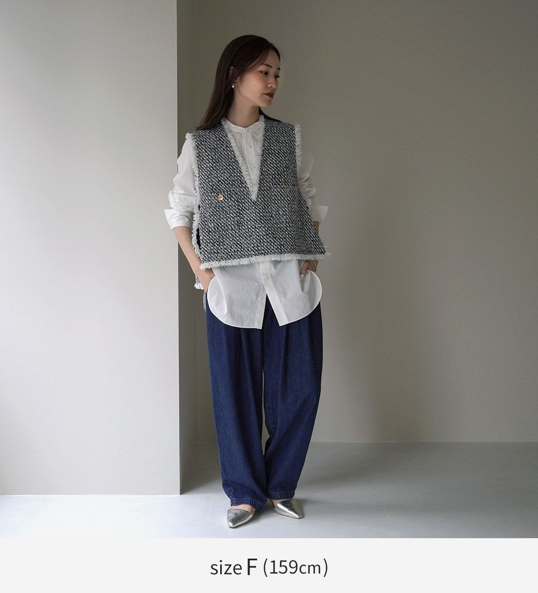 CYAN TOKYO（シアン トーキョー） バックオーバー ツイードベスト / レディース プルオーバー ショート丈 Back Over ...