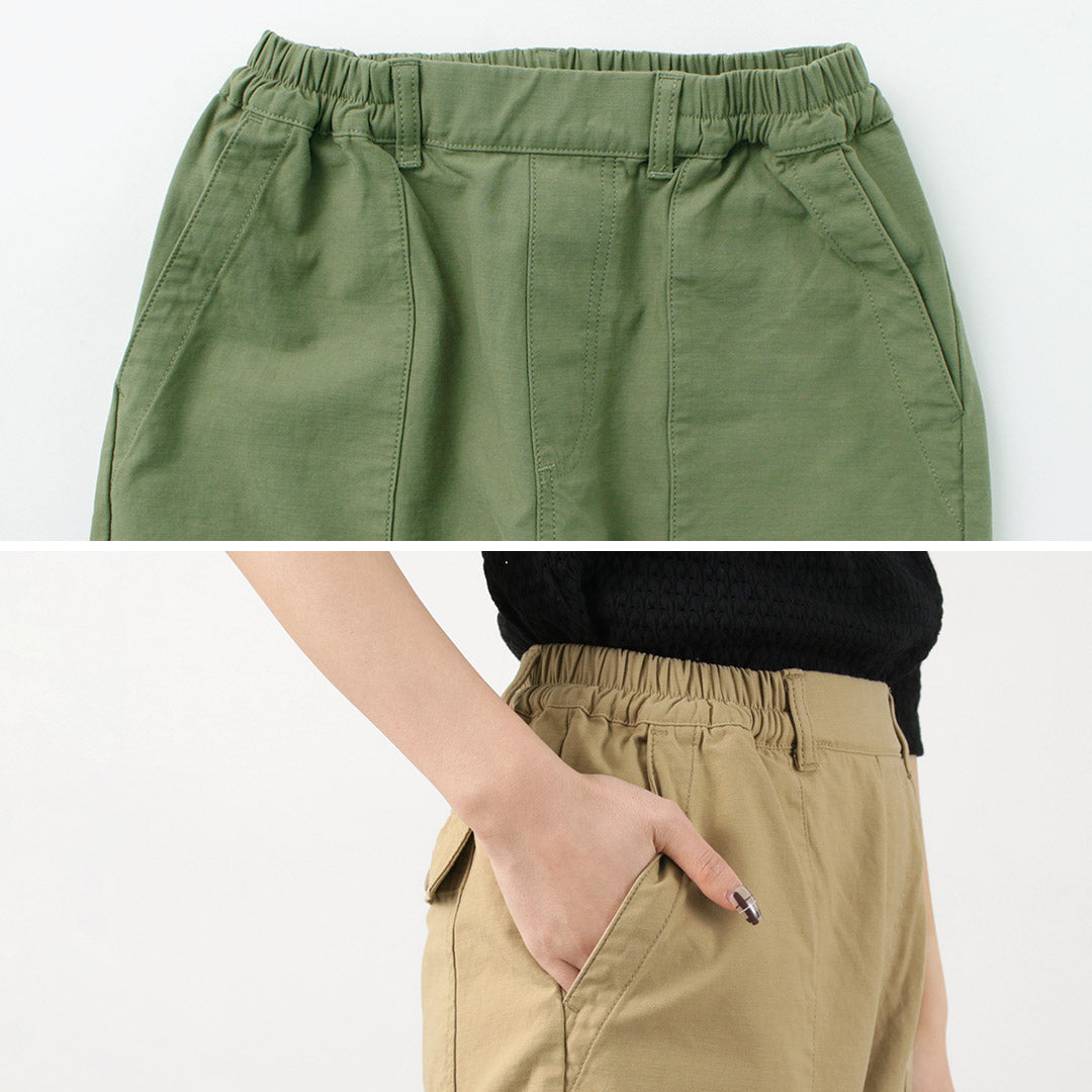 KELEN（ケレン） ROY イージーフィット ベーカーパンツ / レディース イージーパンツ 8分丈 ウエストゴム 無地 綿 コットン ...