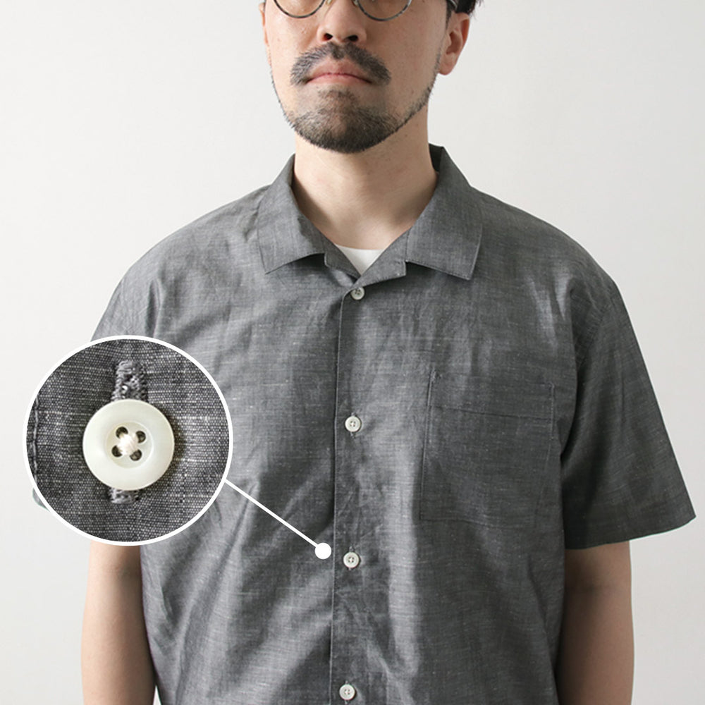 RE MADE IN TOKYO JAPAN（アールイー） ハードマンズリネン オープンカラーシャツ / メンズ 半袖 日本製 ...