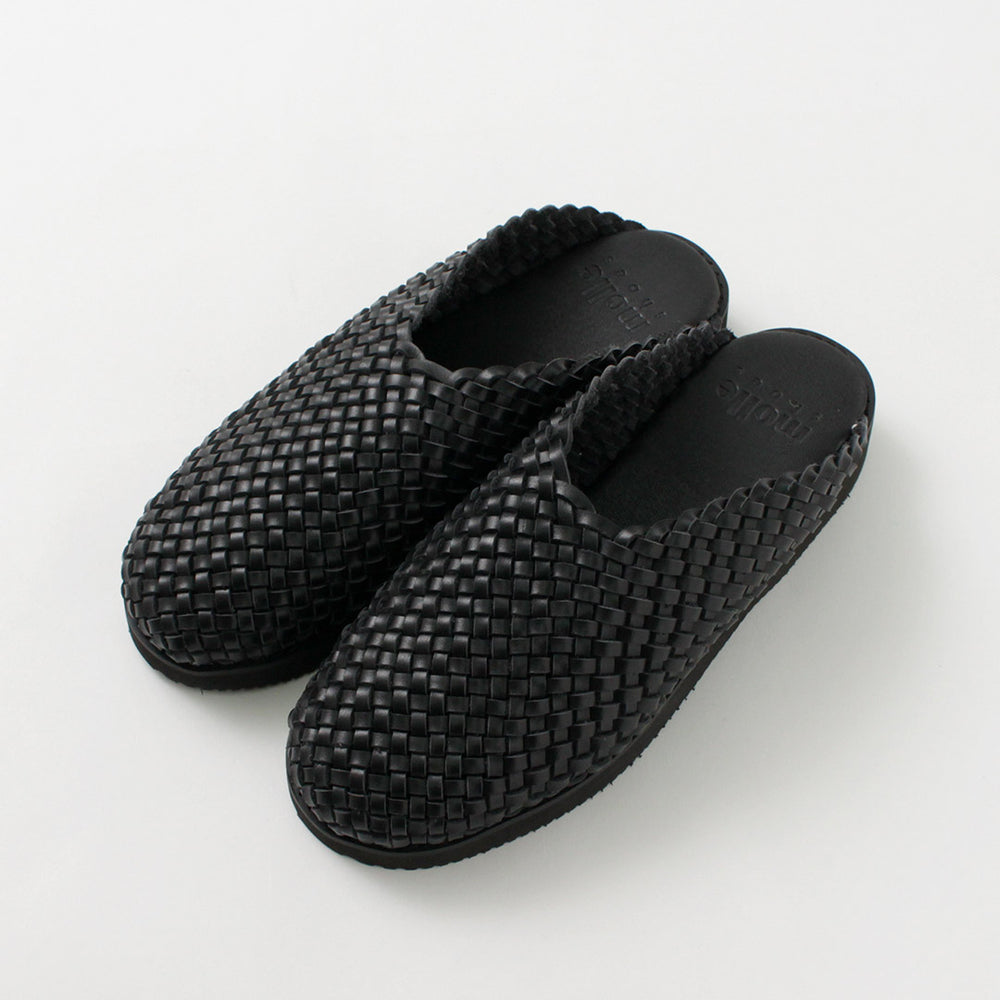 MOLLE SHOES（モールシューズ） ウーブン レザークロッグ / メンズ レザーサンダル シューズ 牛革 本革 イントレチャート ...