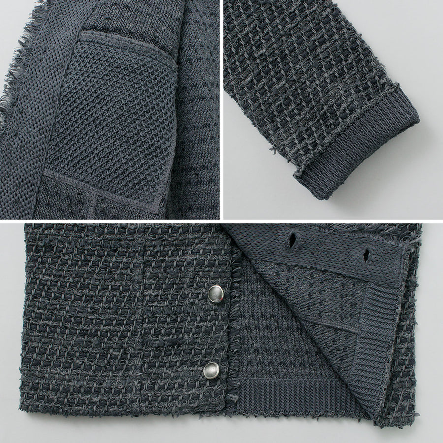 COOHEM（コーヘン） ノーカラー ニットツイードジャケット / レディース ライトアウター オケージョン フォーマル ビジネス オフィス ...