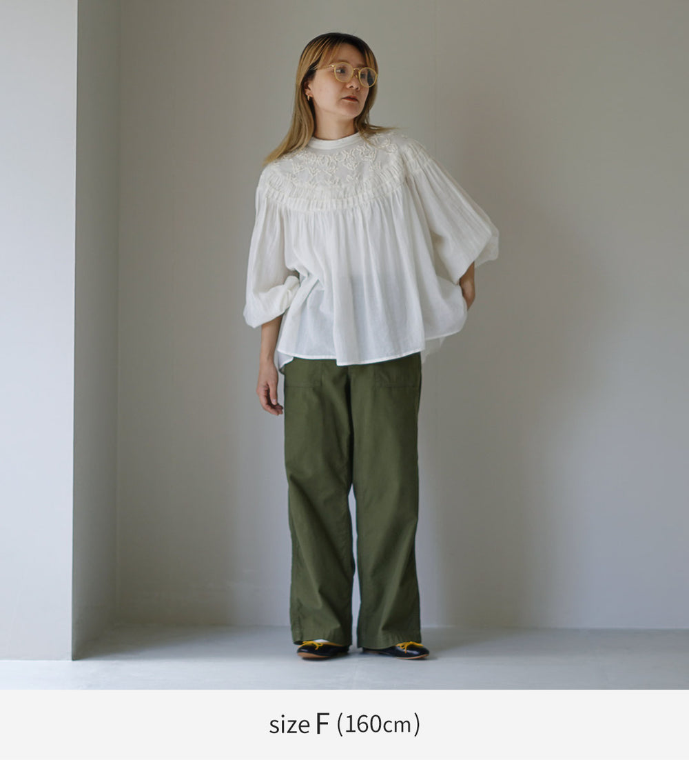 TUMUGU（ツムグ） ハンド刺繍 コットンモス プルオーバー / レディース ブラウス シャツ 長袖 綿100｜ROCOCO ONLINE ...