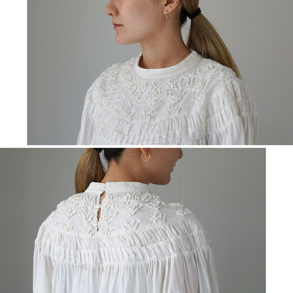 TUMUGU（ツムグ） ハンド刺繍 コットンモス プルオーバー / レディース ブラウス シャツ 長袖 綿100｜ROCOCO ONLINE ...