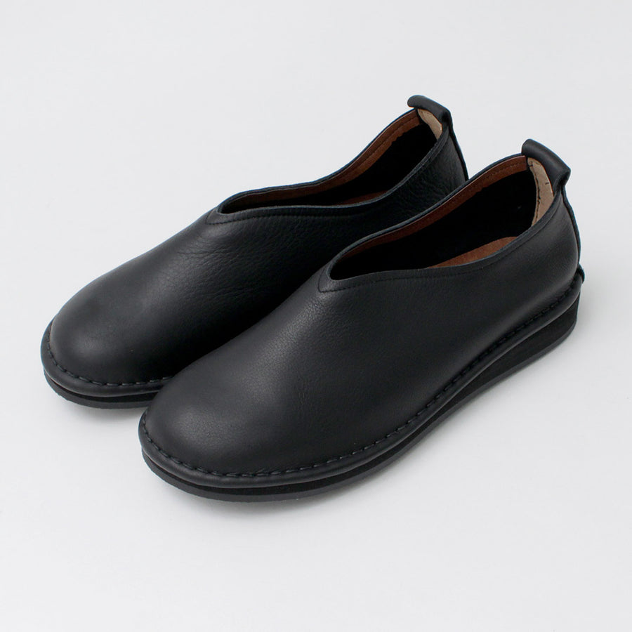 RAMBLE DANCE（ランブルダンス） オイルシュリンクレザー Vカットスリッポン / レディース 革靴 本革 牛革 フラット 日本製 352-01603｜ROCOCO ONLINE STORE