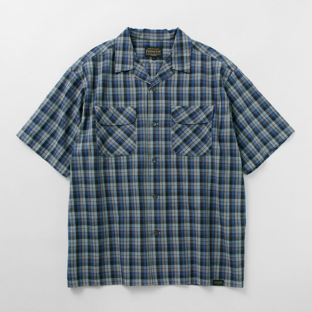 PENDLETON（ペンドルトン） オープンカラー シャツ / メンズ 半袖 コットンリネン 柄 チェック Open collar Shirt｜ROCOCO ONLINE STORE
