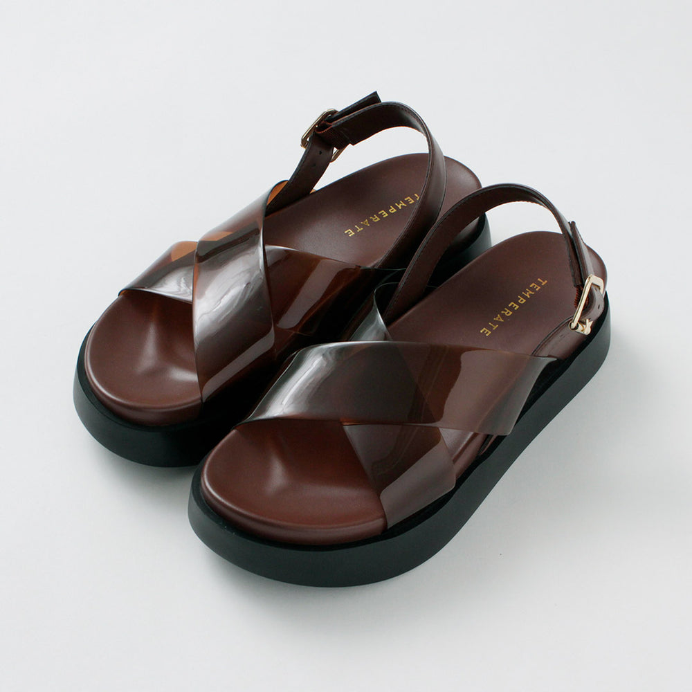 TEMPERATE（テンパレイト） SAMUEL クロス サンダル / レディース 厚底 クリアカラー 無地 防水｜ROCOCO ONLINE STORE