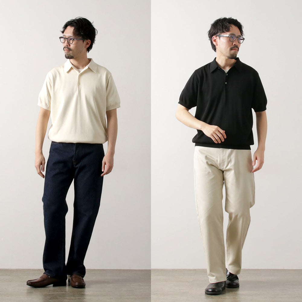 YONETOMI NEW BASIC（ヨネトミニューベーシック） シルクニット ポロシャツ / メンズ 半袖 ポロシャツ シルク100％ 日本製 SILK KNIT P/L｜ROCOCO ...