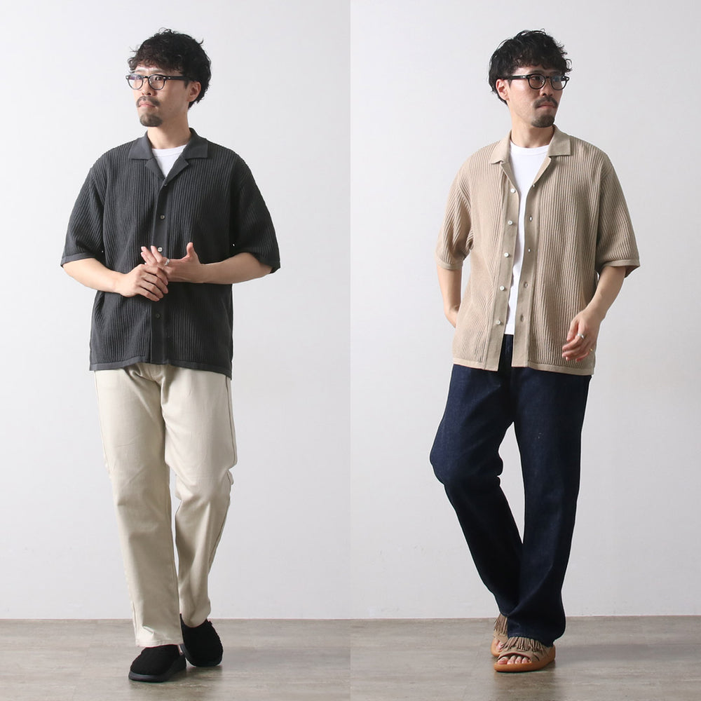 YONETOMI NEW BASIC（ヨネトミニューベーシック） コットン スカシ ニット シャツ / メンズ 半袖 綿 日本製 サマーニット COTTON SUKASHI KNIT S/T ...