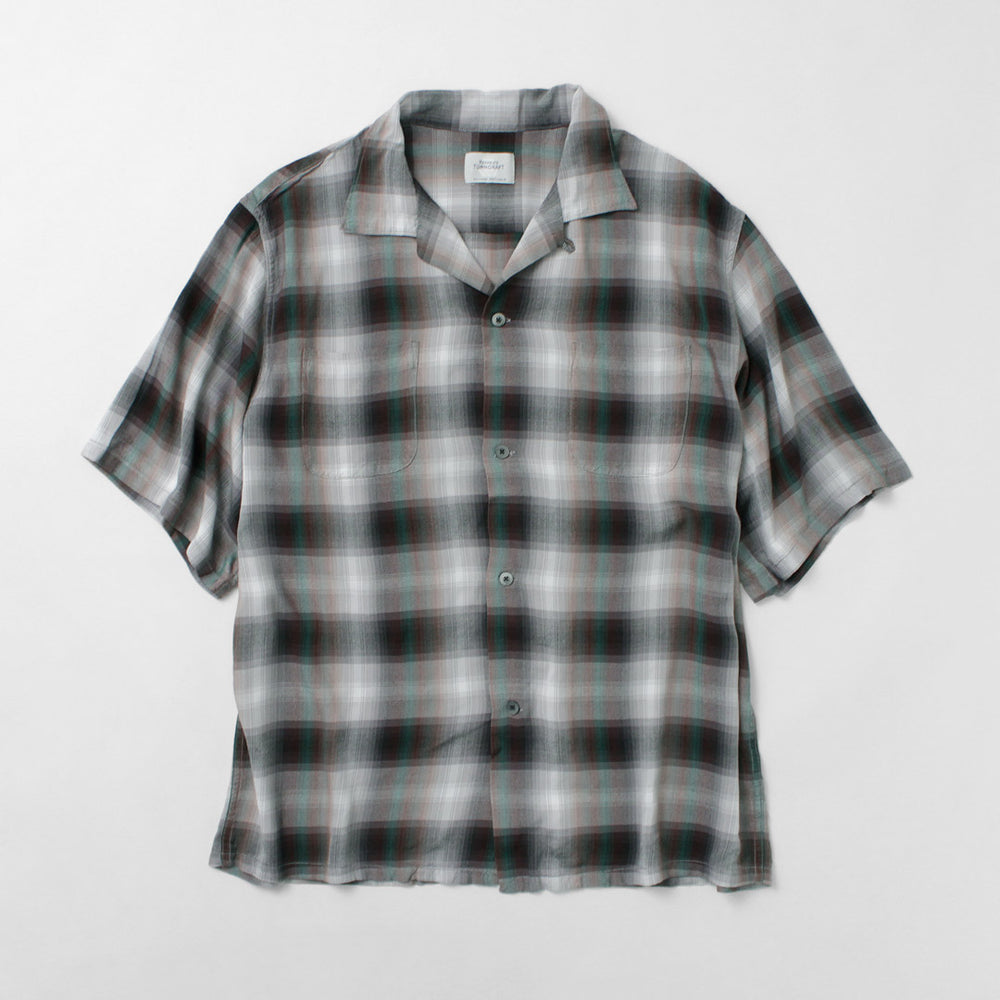 TOWNCRAFT（タウンクラフト） 60s オンブレー レーヨン ループカラーシャツ / メンズ シャツ 半袖 開襟 オープンカラー ...