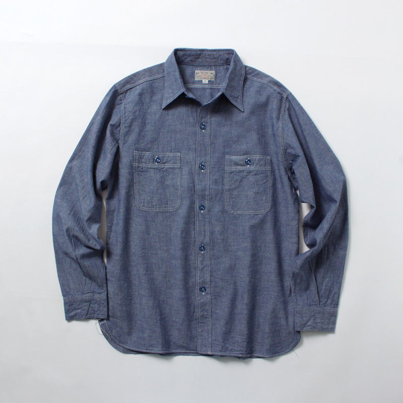 BUZZ RICKSON’S（バズリクソンズ） シャンブレー ワークシャツ / 長袖 メンズ 日本製 BLUE CHAMBRAY WORK ...