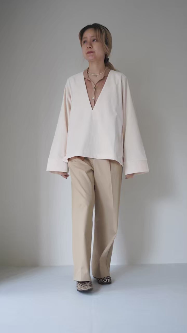 KHA:KI（カーキ） ダブル ベロア Vネック / レディース トップス プルオーバー 長袖 DOUBLE VELOUR V-NECK ...